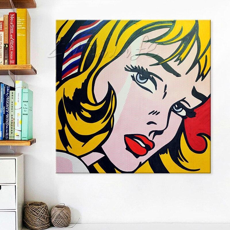 Roy Lichtenstein Pop Art Cartoon Oil painting on canvas (hand painted ...